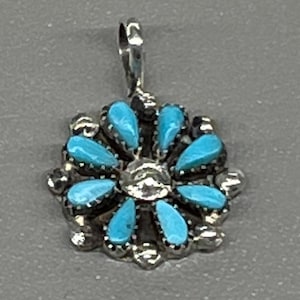 Native American Zuni Petit Point Handmade Sterling Silver Turquoise ...