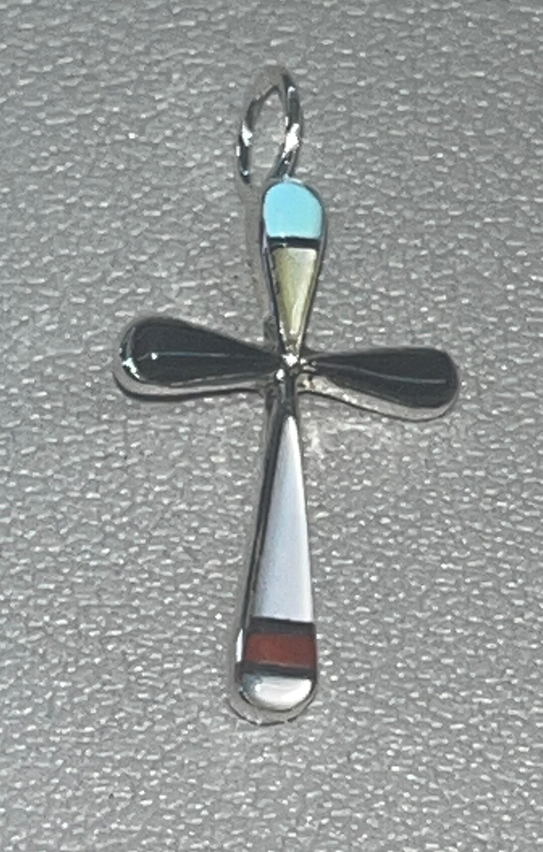 Native American Zuni Handmade Sterling Silver Turquoise Multi Stone ...