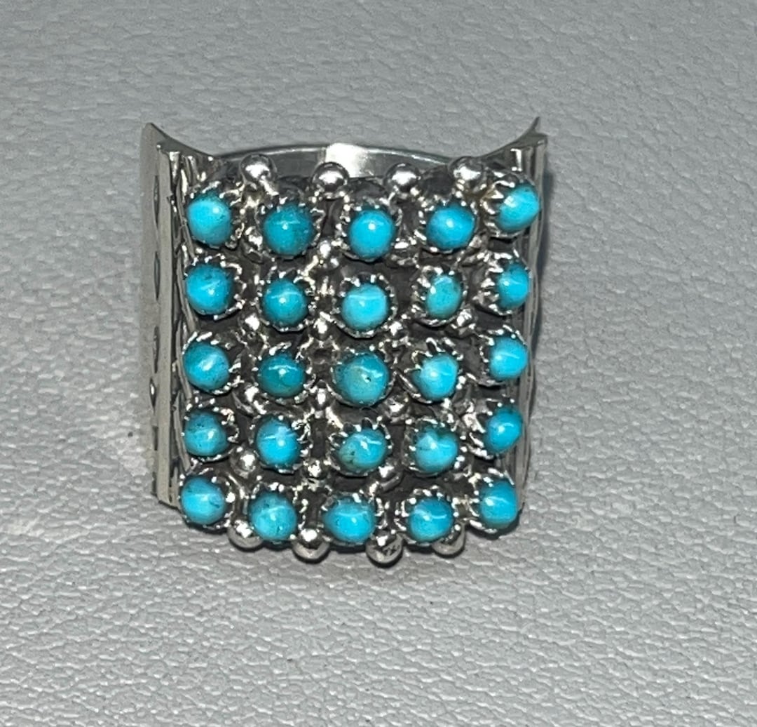 Native American Zuni Handmade Sterling Silver Snake Eye Ring Turquoise ...