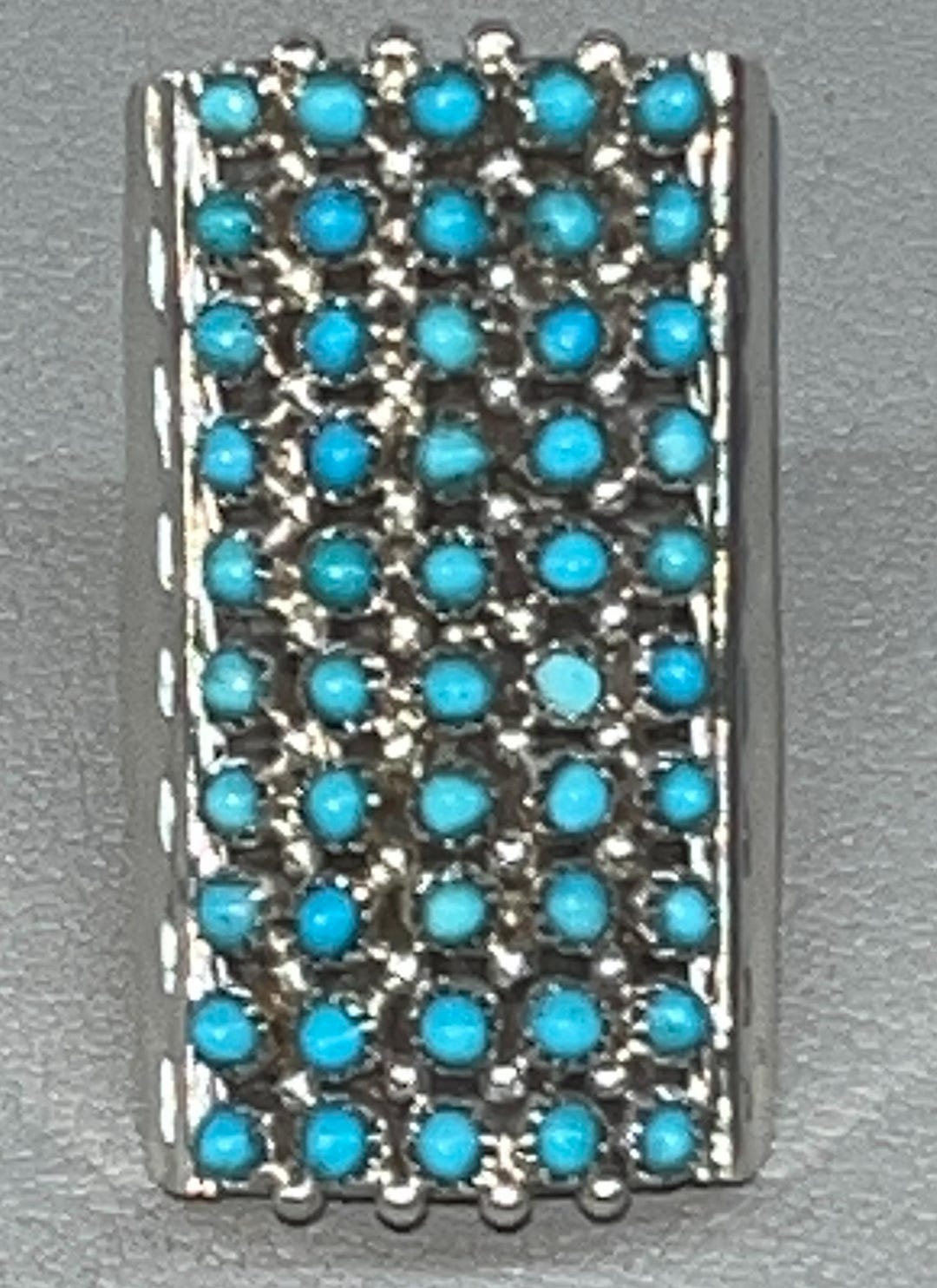 Native American Zuni Handmade Cluster Turquoise Snake Eye 10 Row Ring ...