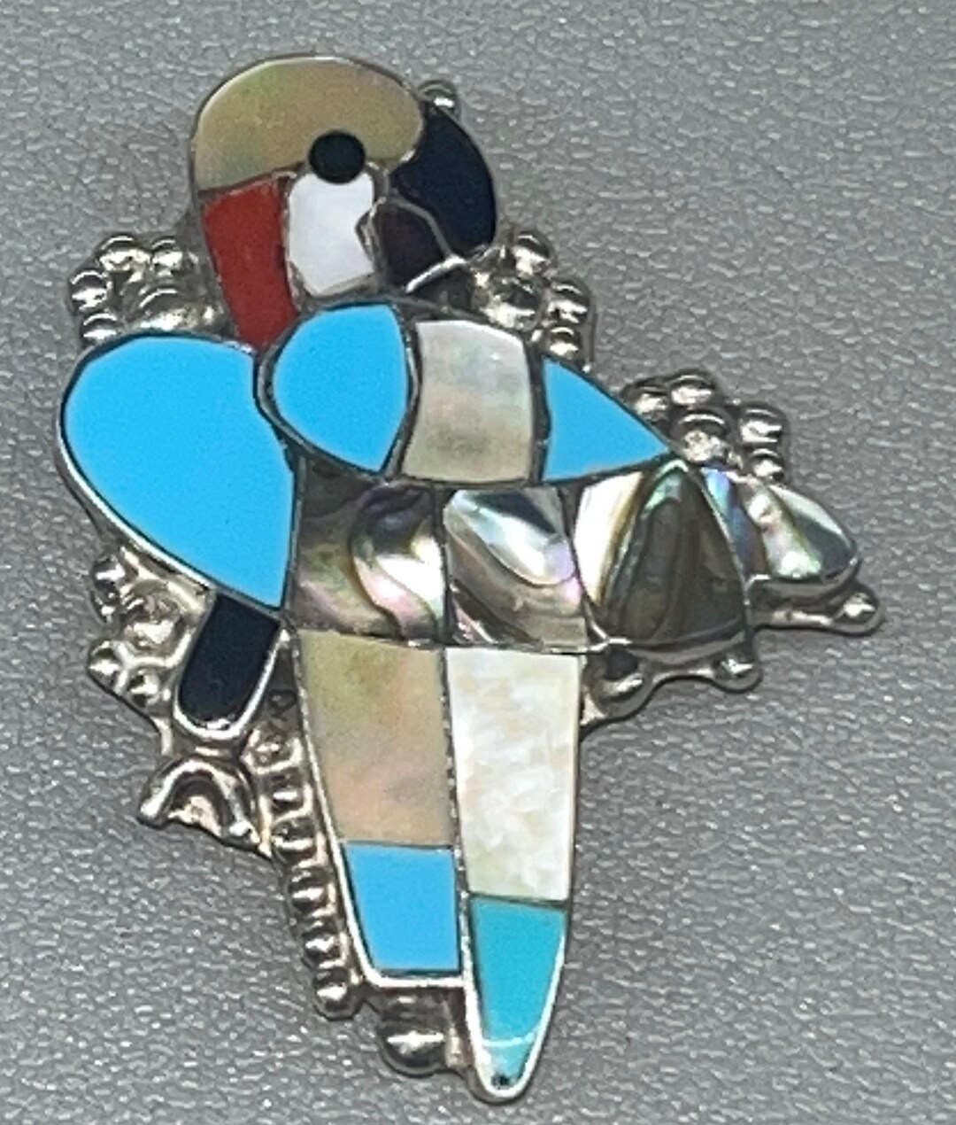Native American Zuni Handmade Sterling Silver Turquoise and Coral ...