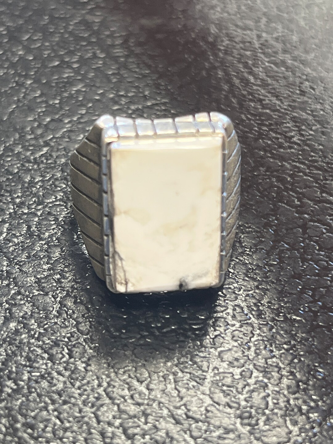 Navajo Handmade Inlay White Buffalo Sterling Silver Inlay Ring Size 9.5 ...