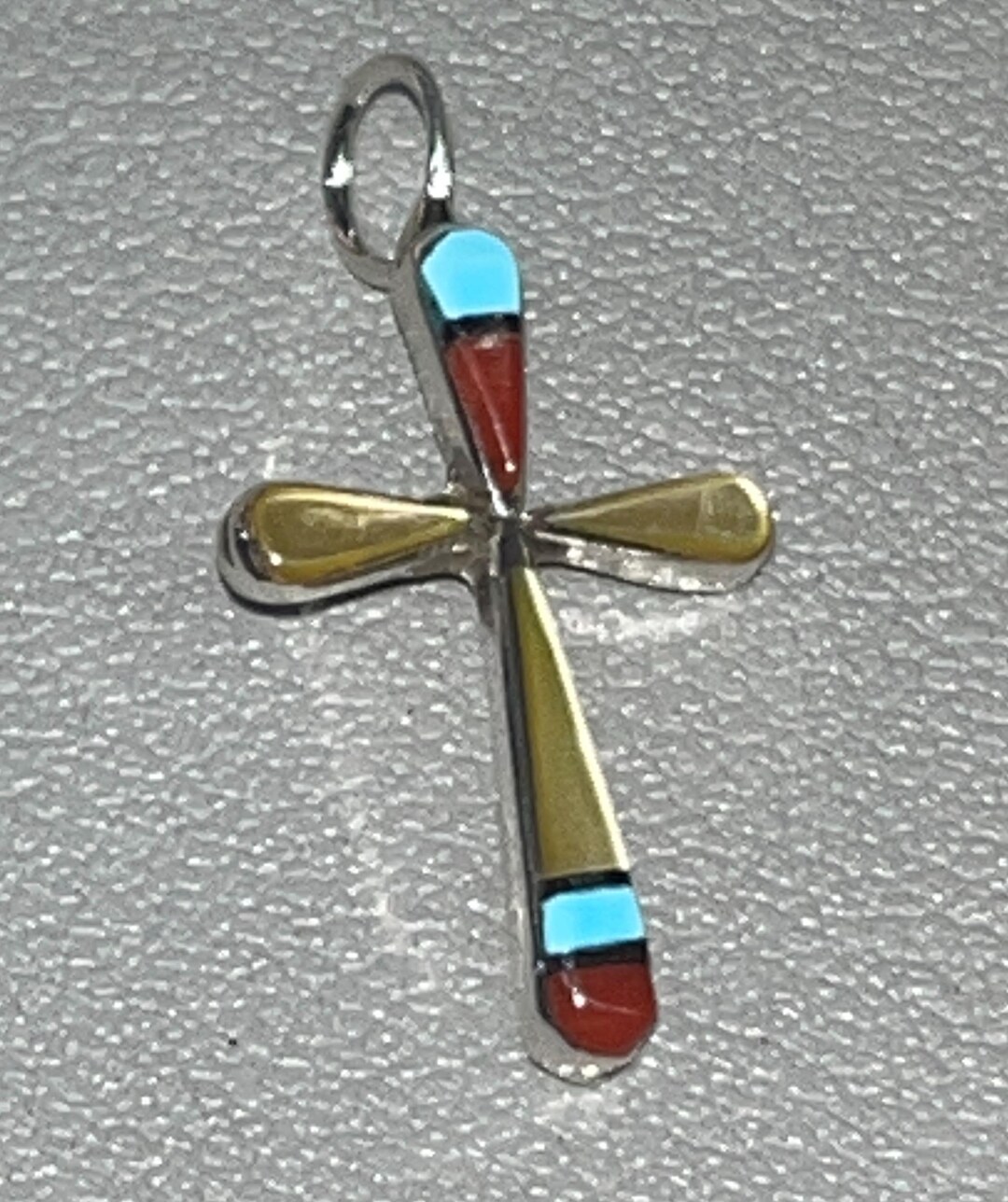 Native American Zuni Handmade Sterling Silver Turquoise Onyx Inlay ...