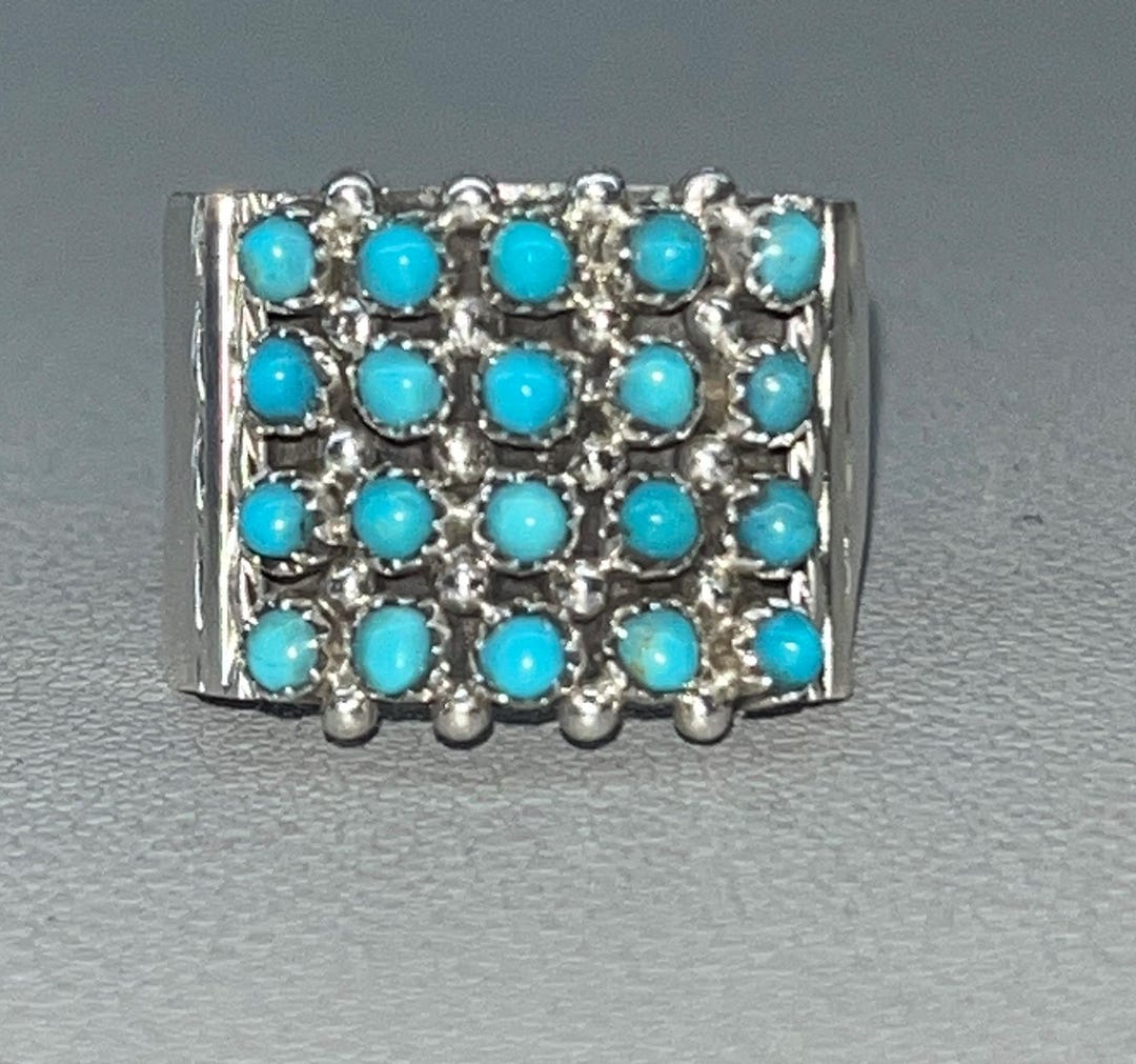 Native American Zuni Handmade Sterling Silver Snake Eye 4 Row Ring ...