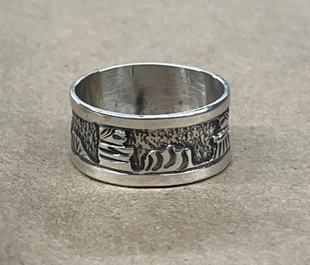 Native American Navajo Handmade Storyteller Sterling Silver Ring Size 8 ...