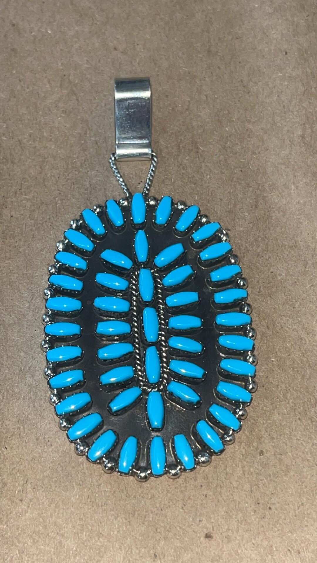 Native American Zuni Jewelry Handmade Sterling Silver Turquoise Cluster ...