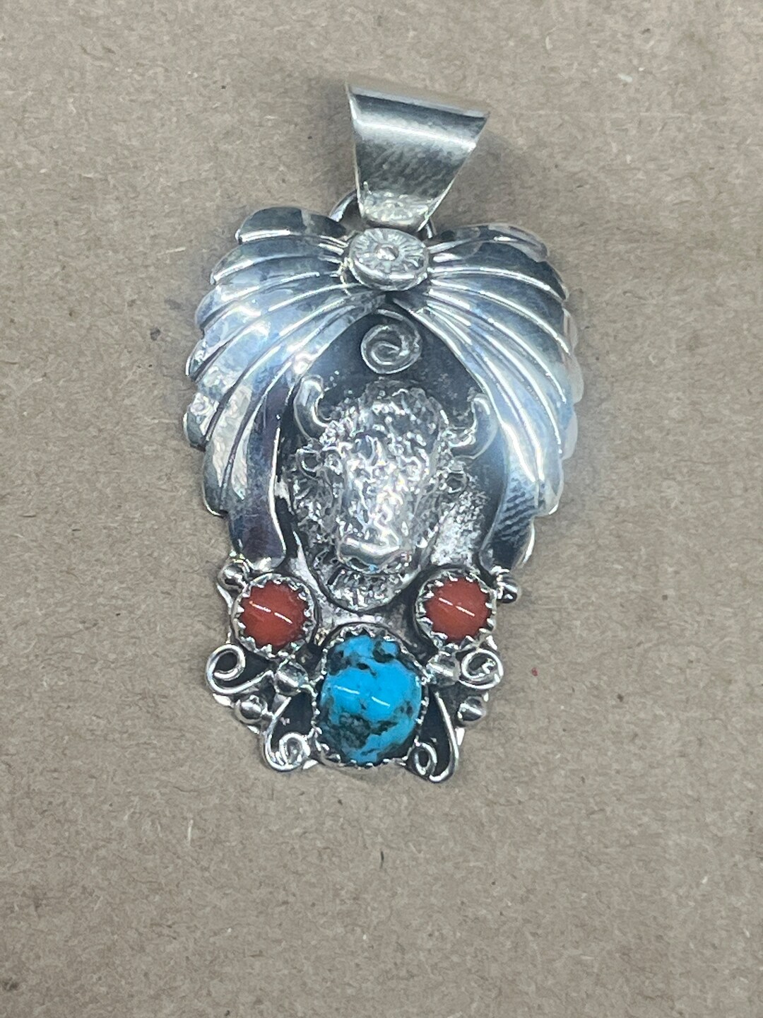 Native American Navajo Handmade Sterling Silver Turquoise and Coral ...