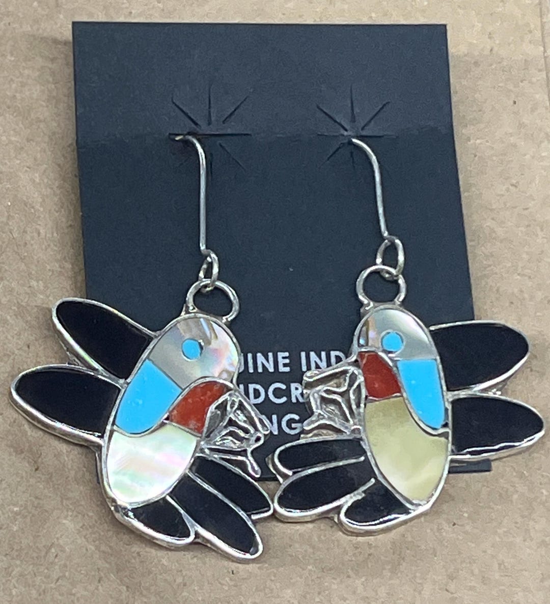 Native American Zuni Handmade Sterling Silver Inlay Hummingbird ...