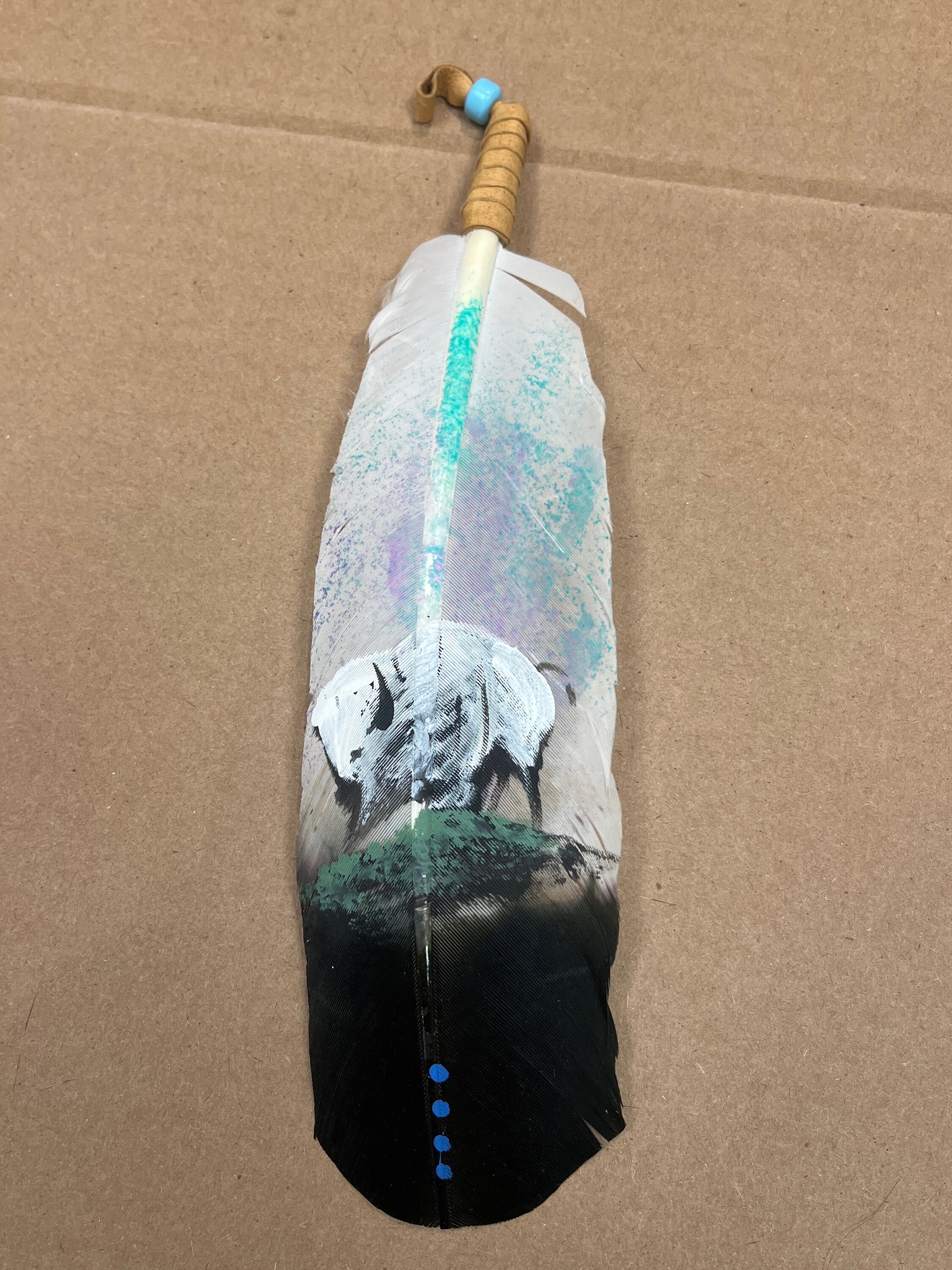 Native American Navajo Handmade Hand Painted Buffalo Wildlife Hair Tie ...