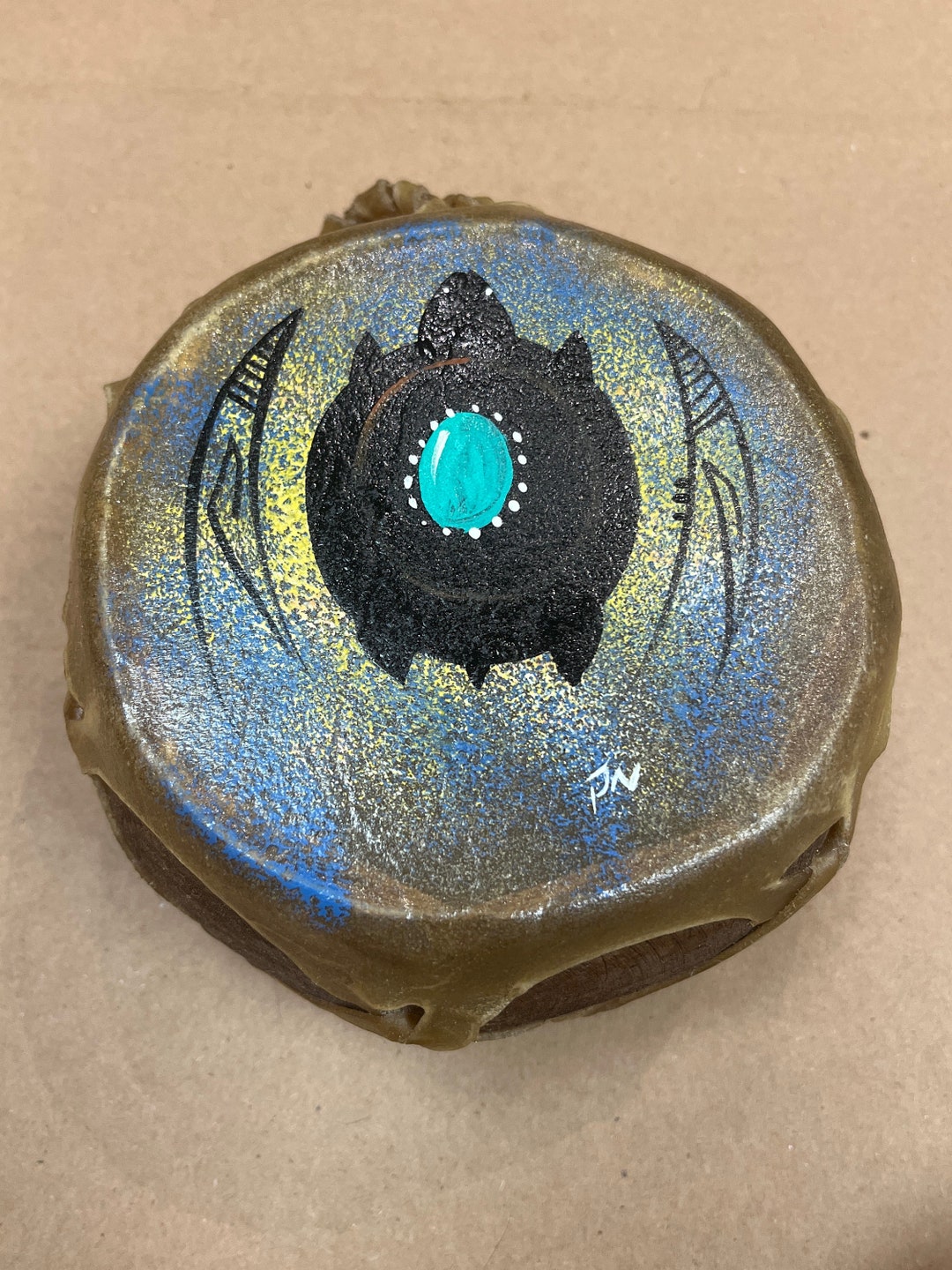 Navajo Handmade Hand Painted Turtle U.S.A. Wildlife Drum - Etsy