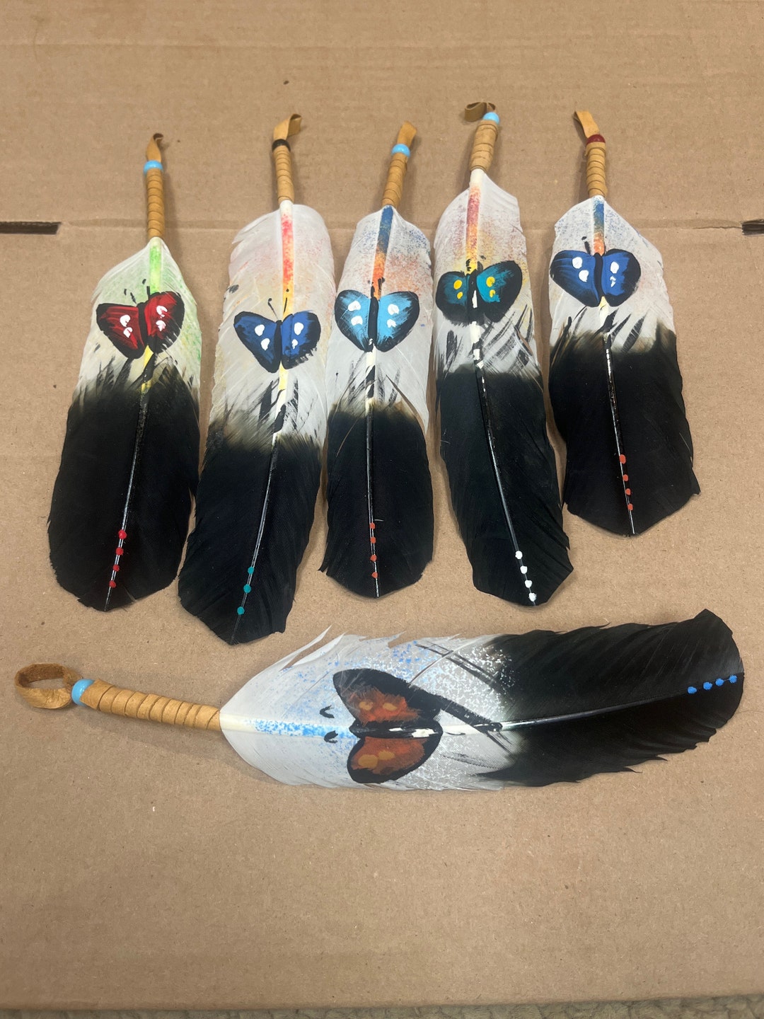 Native American Navajo Handmade Hand Painted Butterfly Wildlife Hair ...
