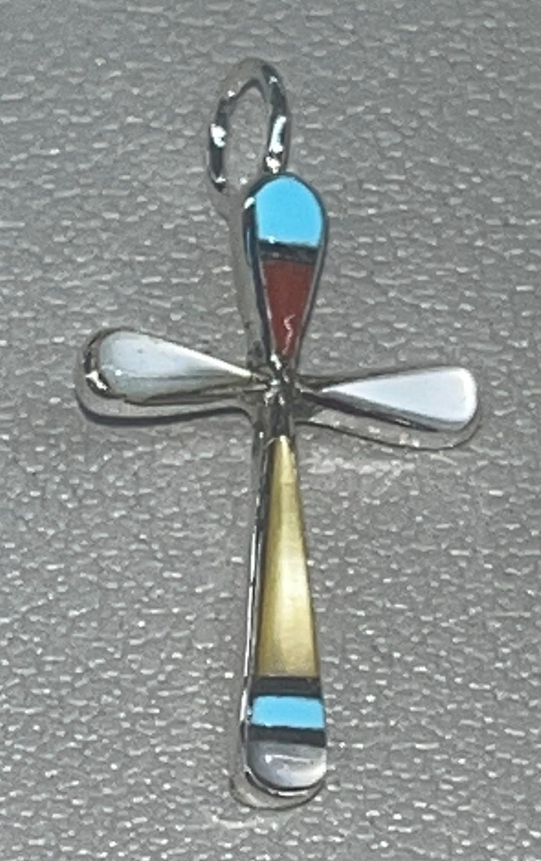 Native American Zuni Handmade Sterling Silver Turquoise Multi Stone ...