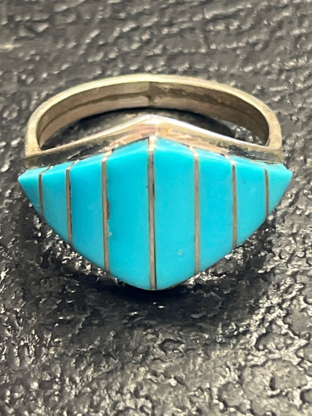 Zuni Jewelry Handmade Turquoise Sterling Silver Inlay Ring Size 8.5 - Etsy