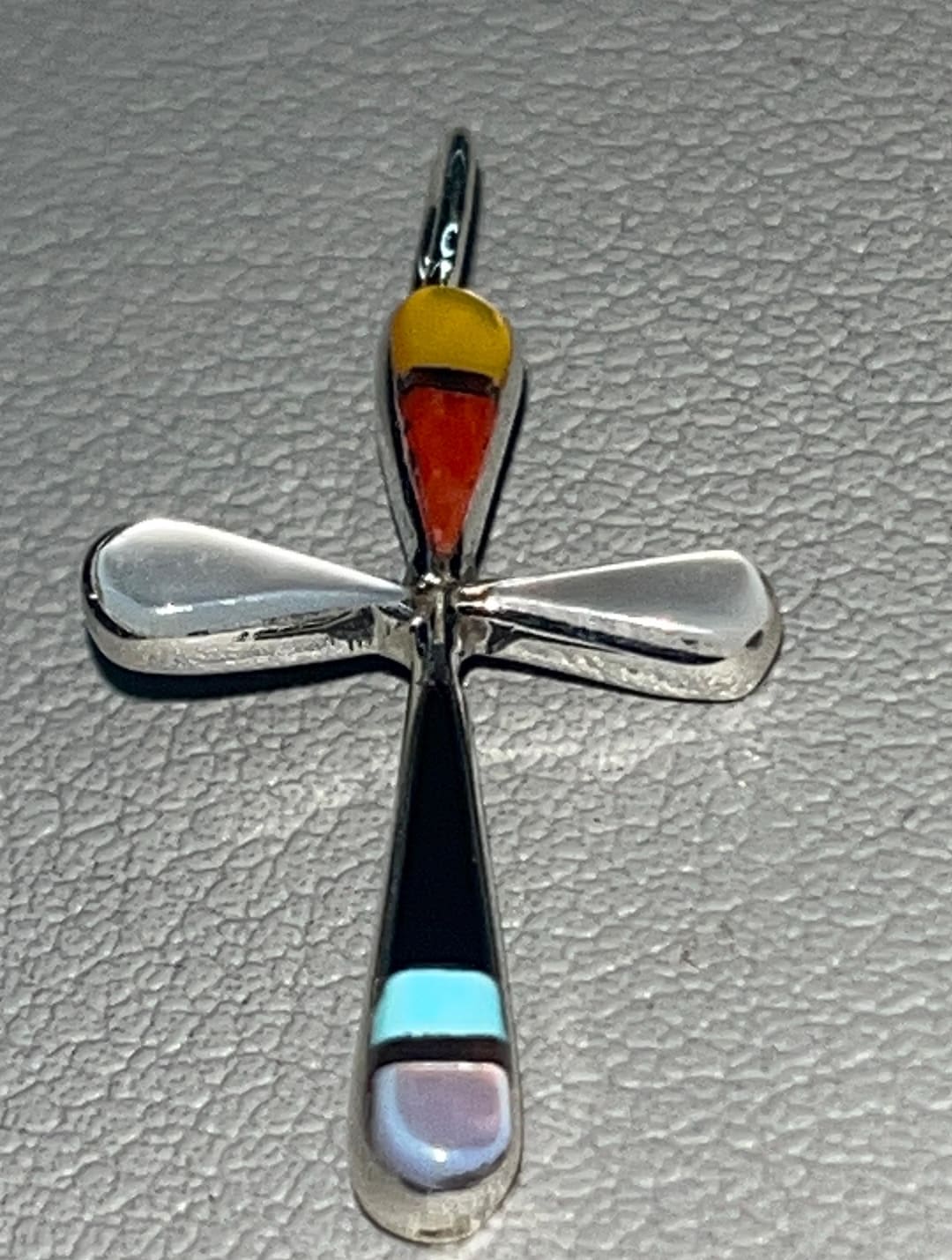 Native American Zuni Handmade Sterling Silver Turquoise Onyx Inlay ...