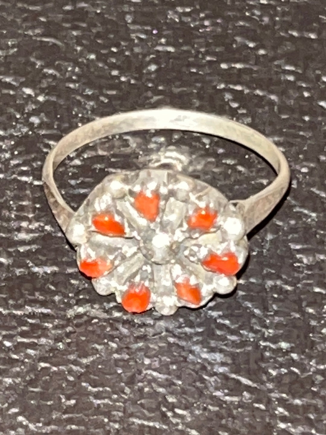 Navajo Handmade Coral Sterling Silver Inlay Ring Size 6.5 Natural - Etsy