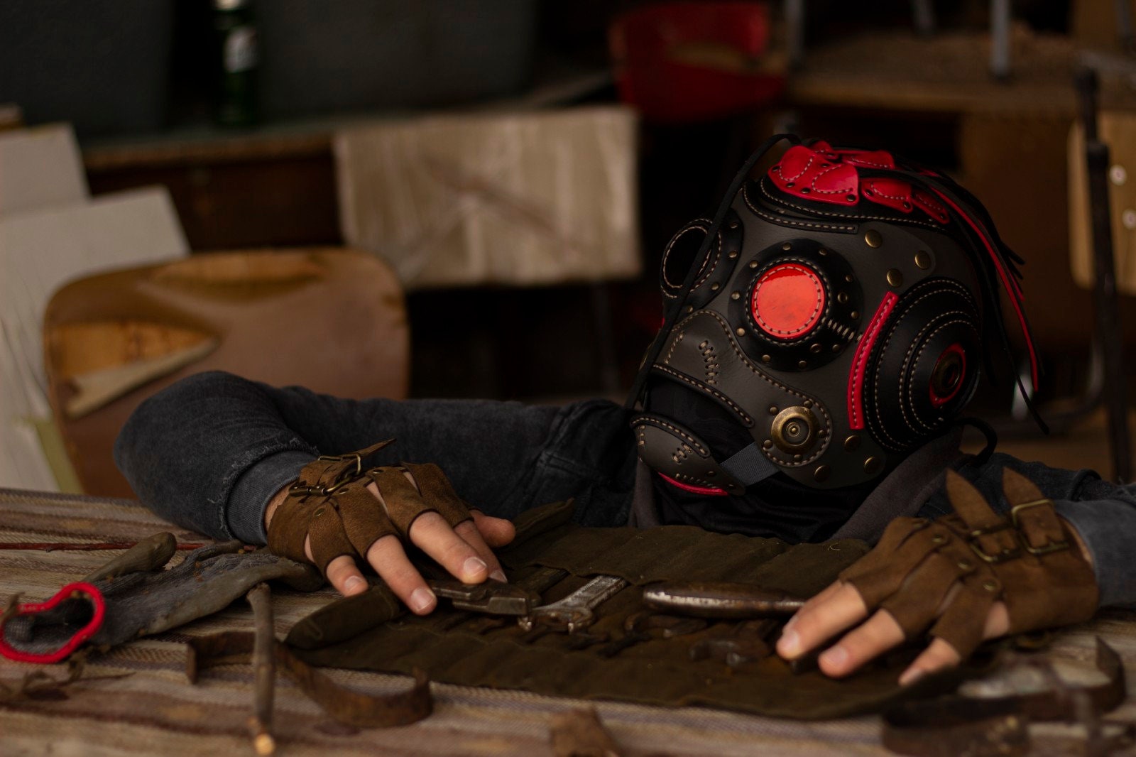 The Master and Hist Mask Steampunk Industrial Leather Helmet and Mask ...
