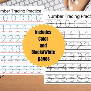 Number Tracing Worksheet Bundle Number Tracing Printable Number ...