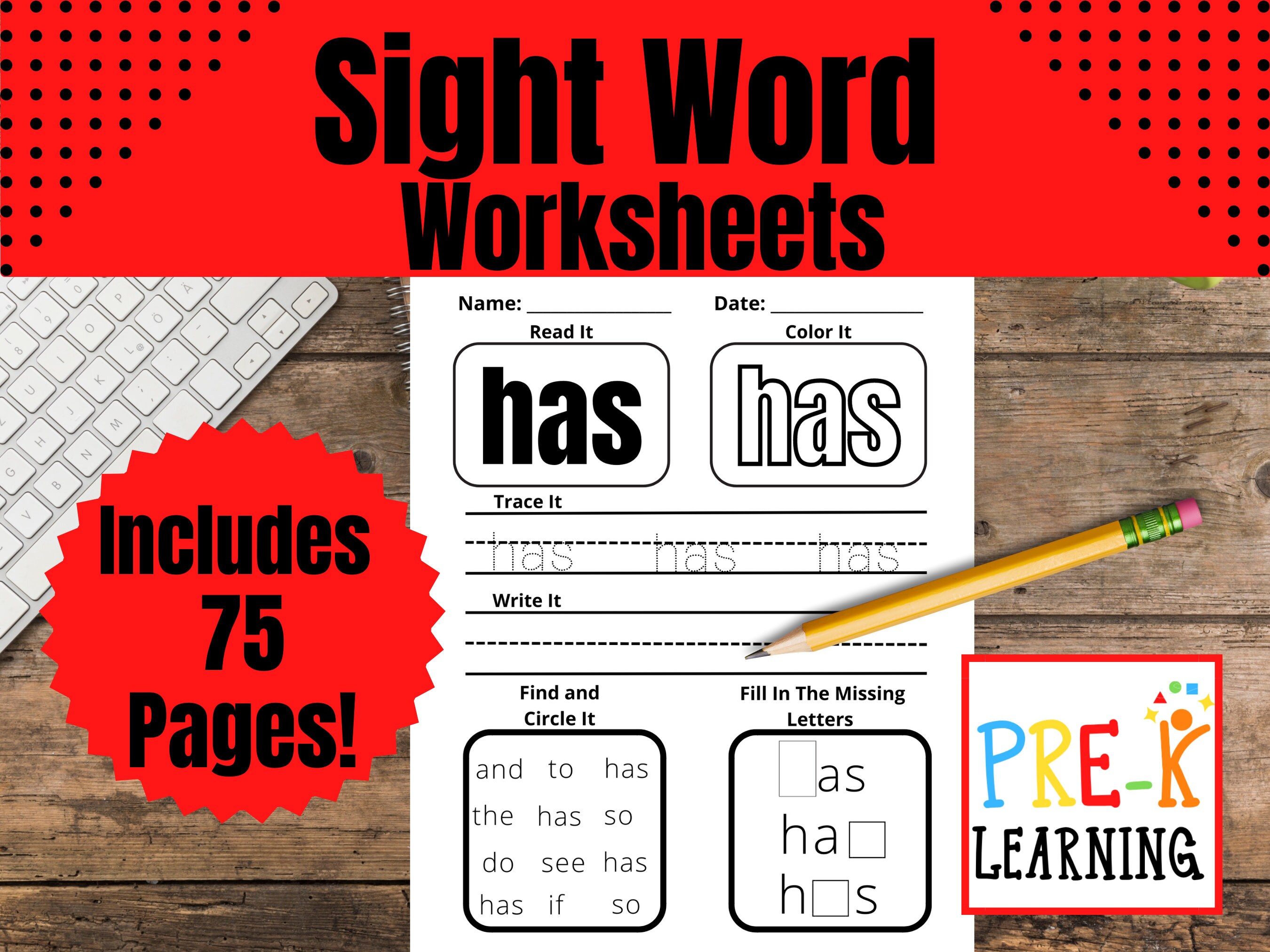 75 First Sight Words Worksheets Sight Words High Frequency Words Sight ...