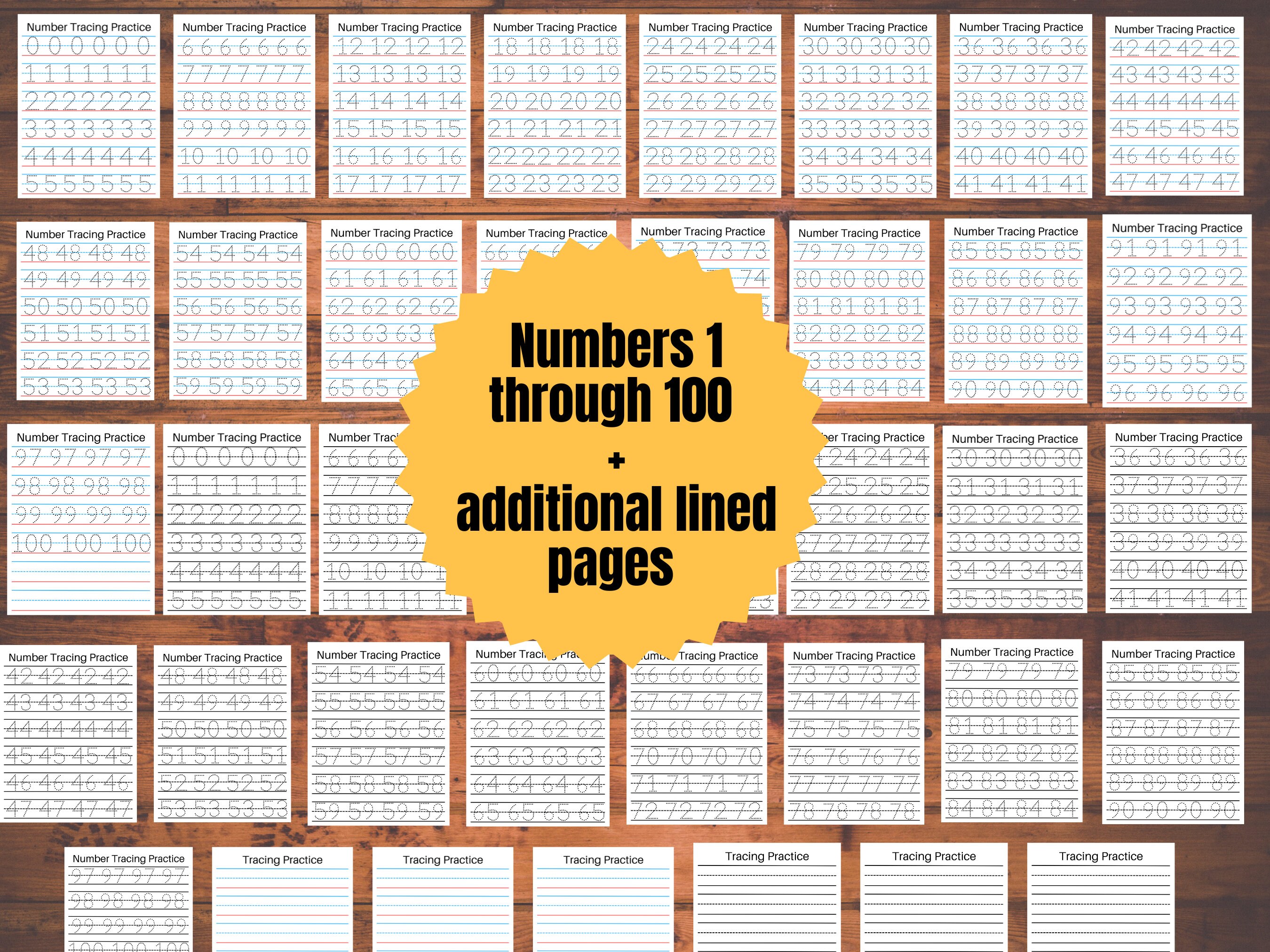 Number Tracing Worksheet Bundle Number Tracing Printable Number ...