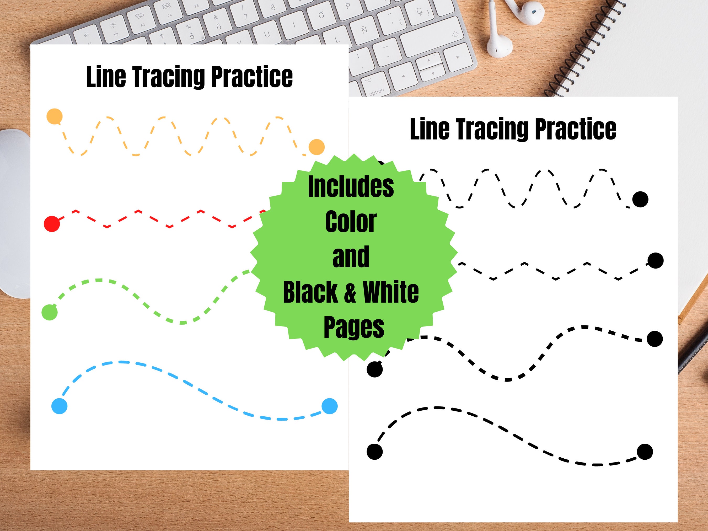 Tracing Lines Worksheets Line Tracing Pre-handwriting Practice Tracing ...
