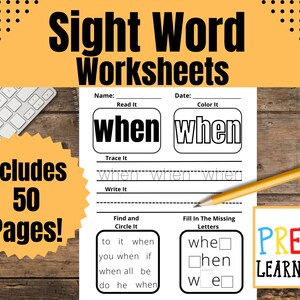 Sight Word Worksheets Sight Words 50 First Sight Words Sheets Sight ...