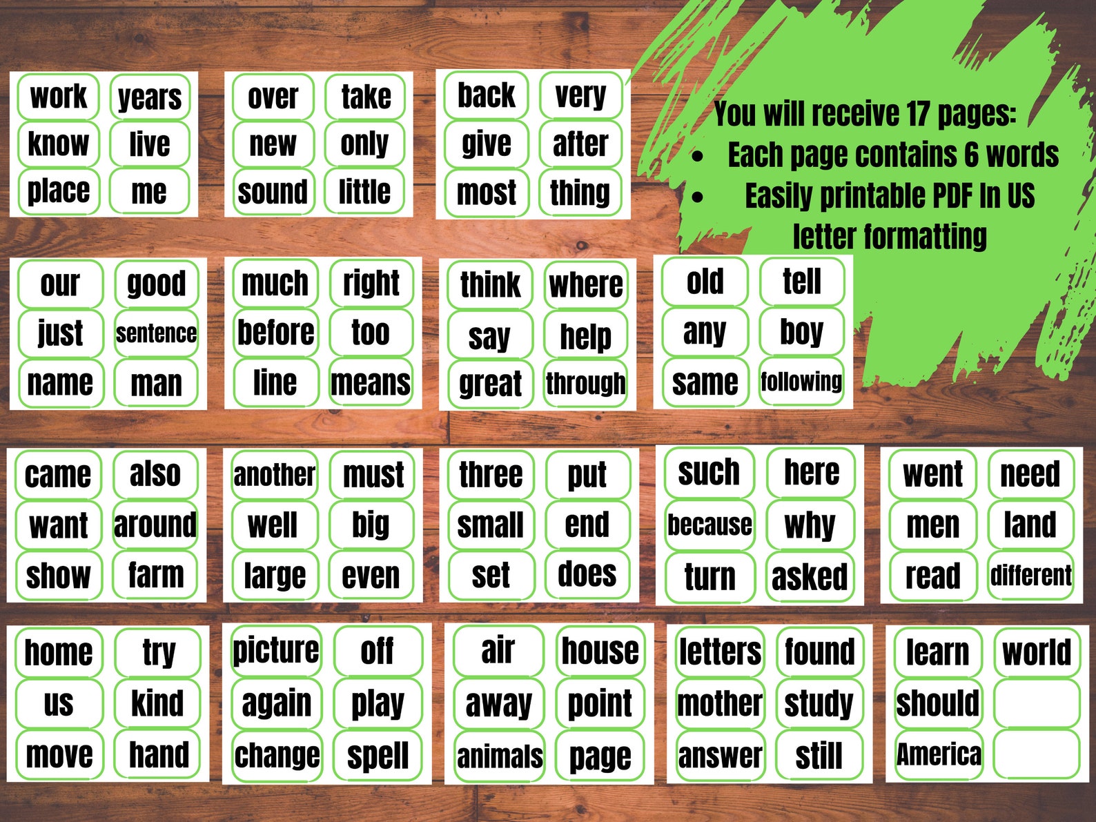 Printable Fry's Second 100 Sight Word Flashcards Prek-1st Grade Sight ...