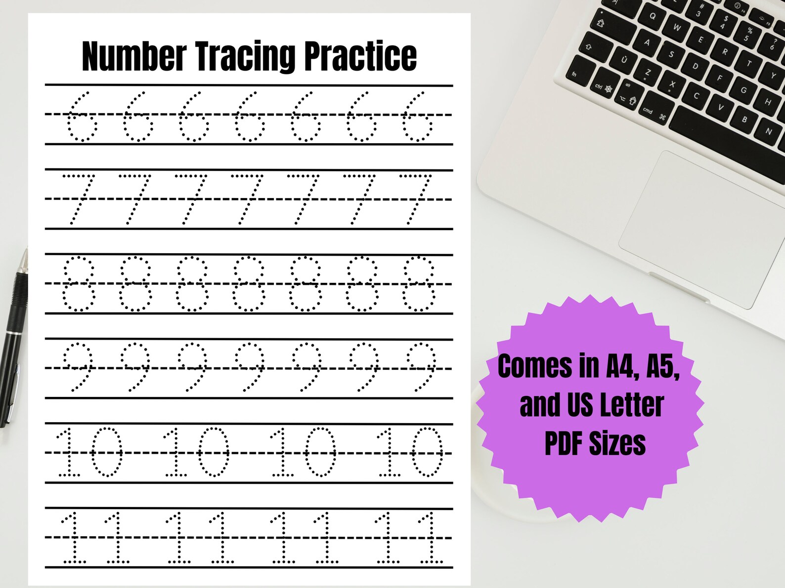 Number Tracing Worksheet Bundle Number Tracing Printable Number ...