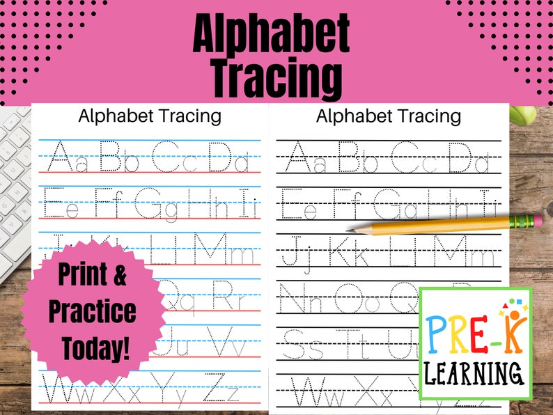 Alphabet Letters Tracing Page Handwriting Practice Preschool Worksheets ...