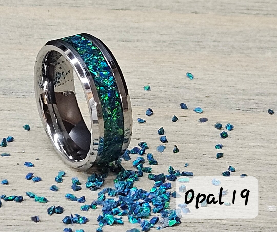 Handmade Opal Glow in the Dark Ring - Made With Deep Ocean Opal 19 and Aqua Glow - Free ...
