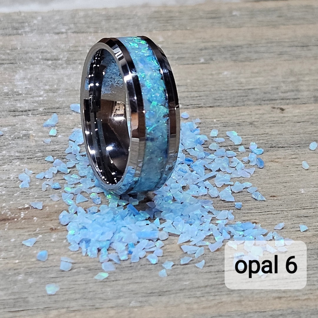 Handmade Opal Glow in the Dark Ring - Made With Azure Blue Opal 6 and ...