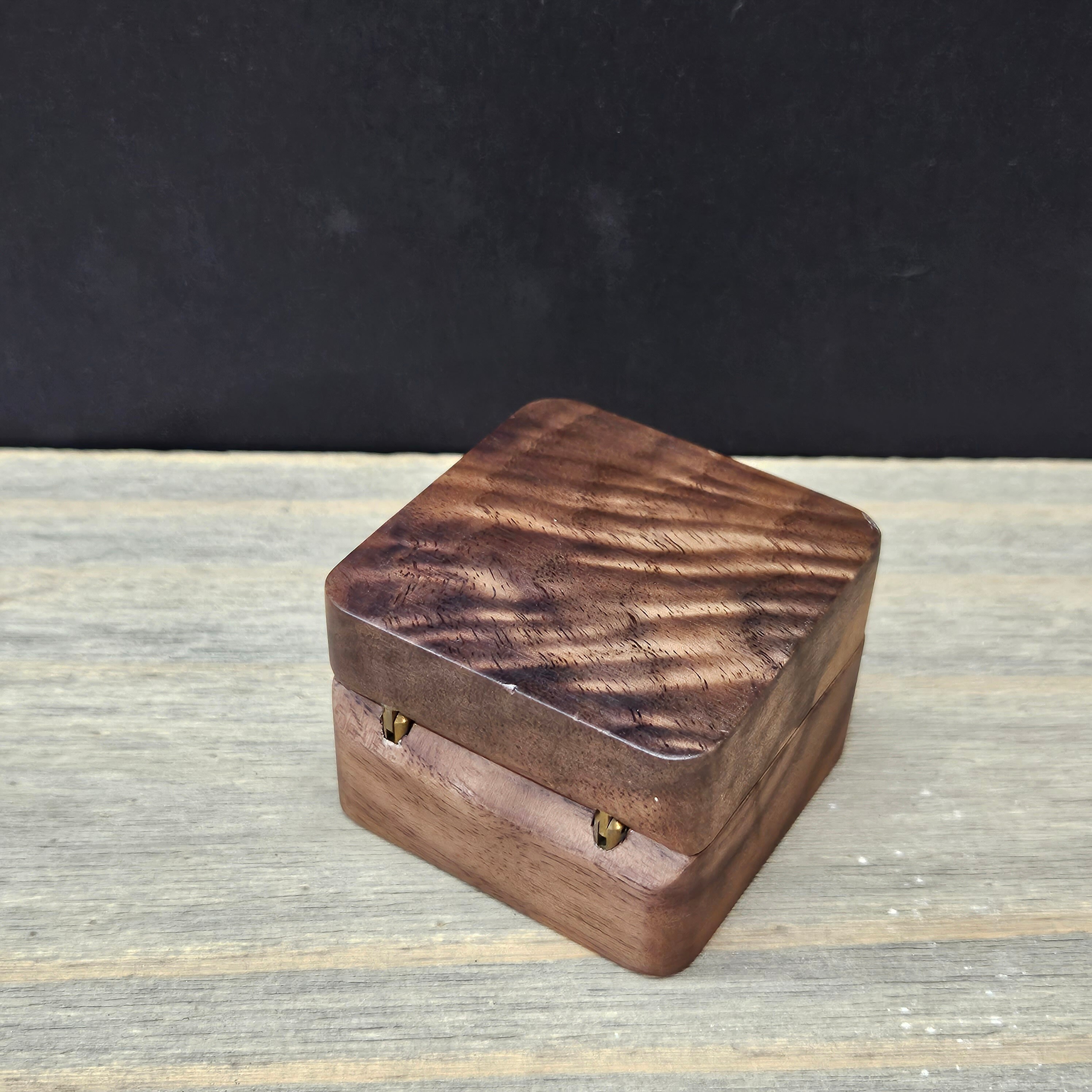 Handmade Artisan Walnut Wood Ring Box Personalized Premium Hardwood ...