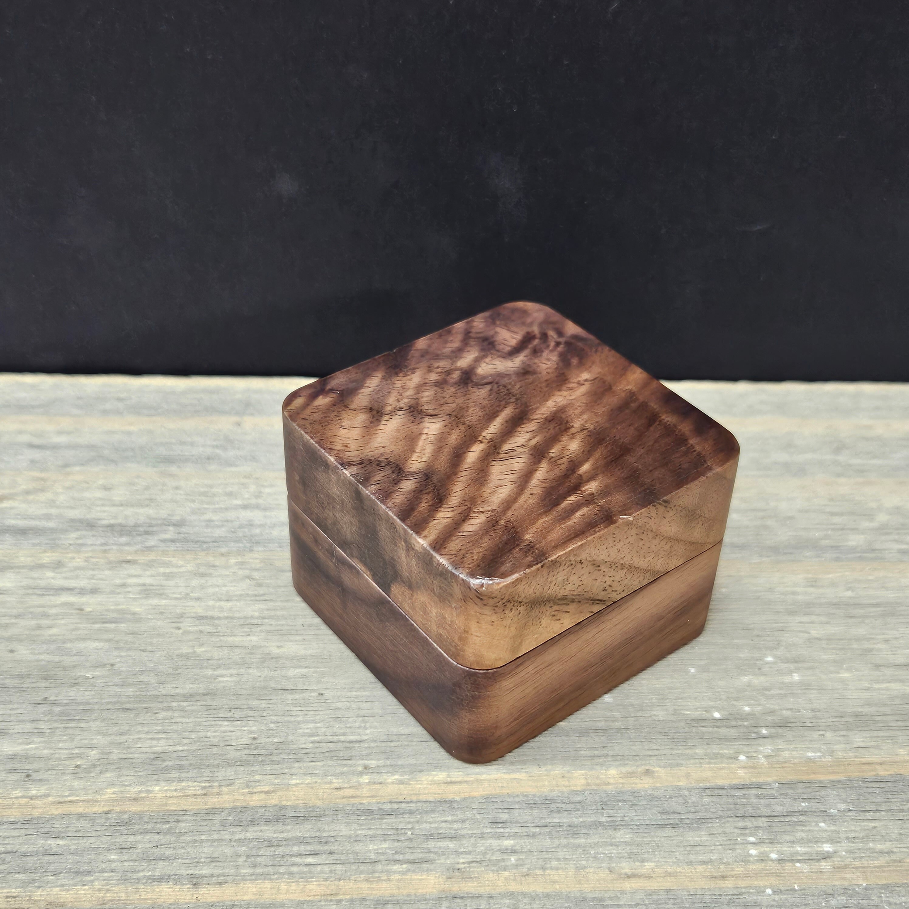 Handmade Artisan Walnut Wood Ring Box Personalized Premium Hardwood ...