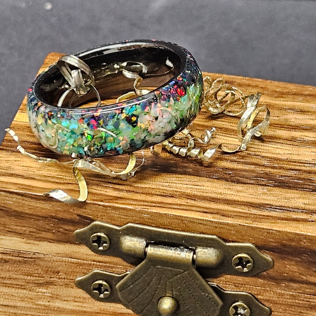 The Silver Fields: Green & White Opal, Sterling Silver Shavings, Black ...
