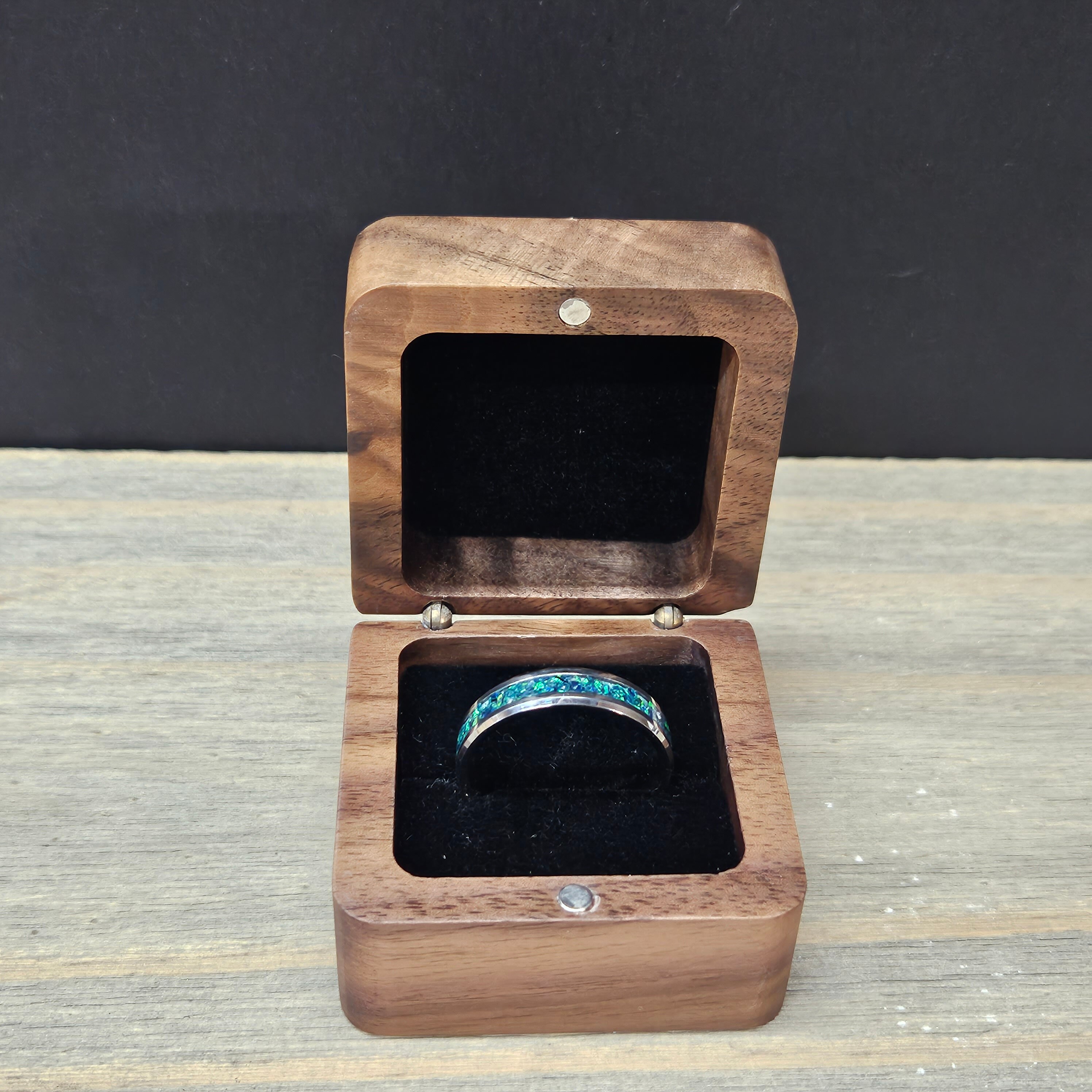 Handmade Artisan Walnut Wood Ring Box Personalized Premium Hardwood ...