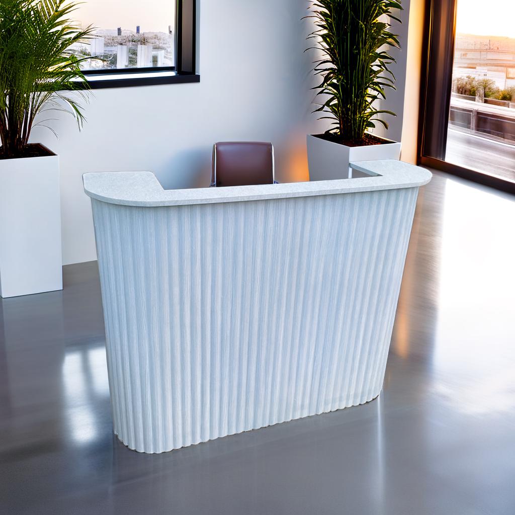 New Fluted Reception Desk - White Textured Hand Made and Slatted ...