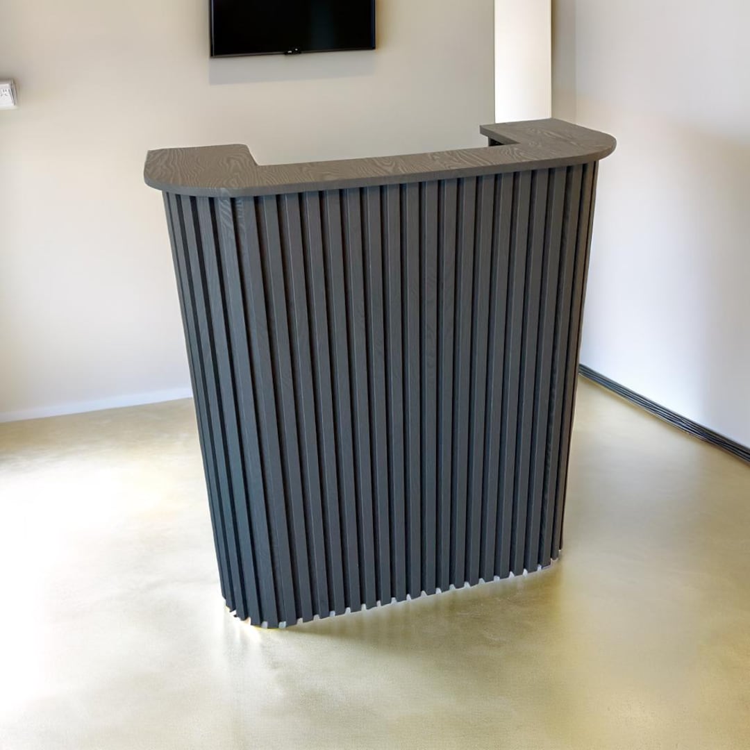 Curved Reception Desk With Slats UK Made over 100 Finishes Beauty Salon ...