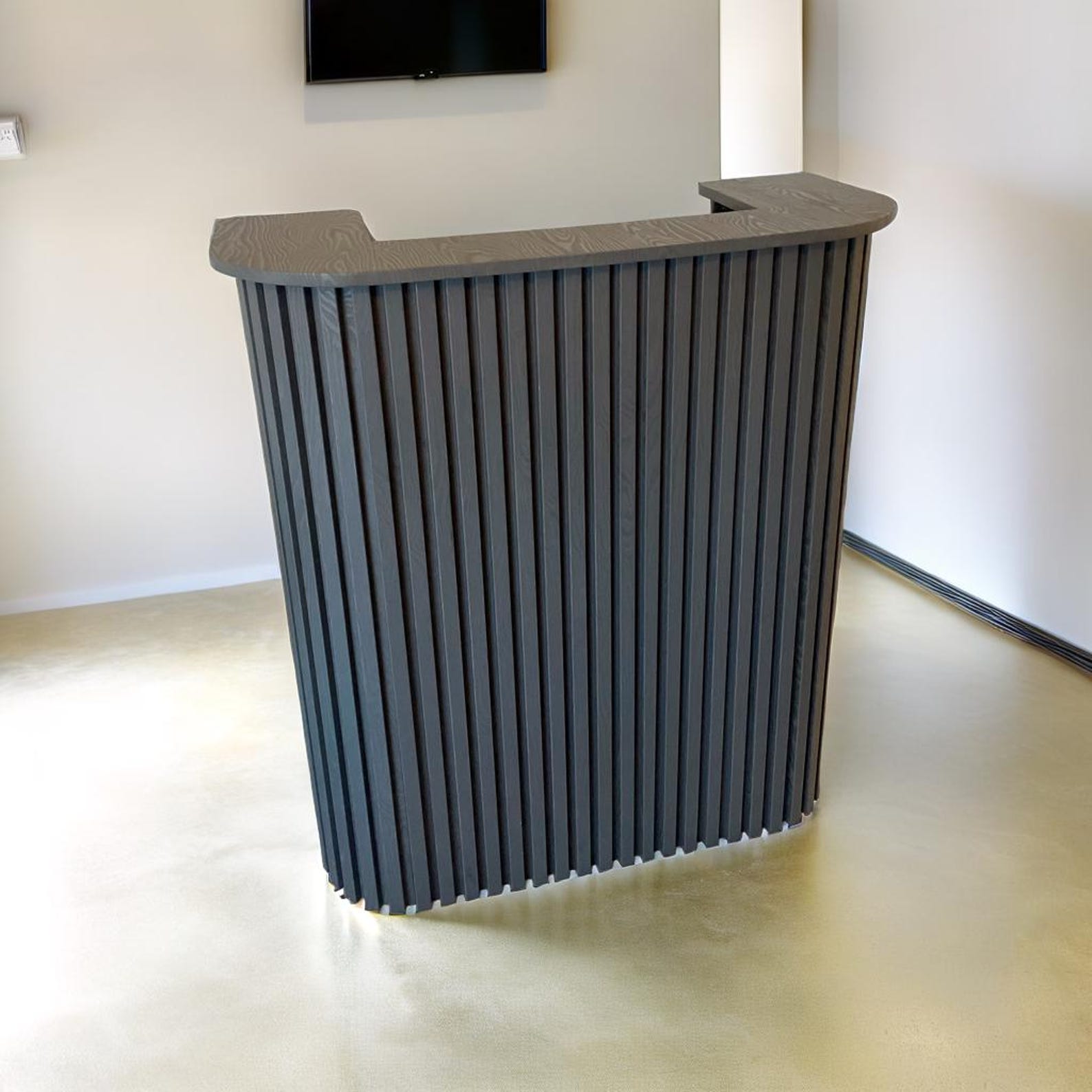 Slatted Luxury Curved Reception Desk - Hand Made to Order U Shape Desks ...