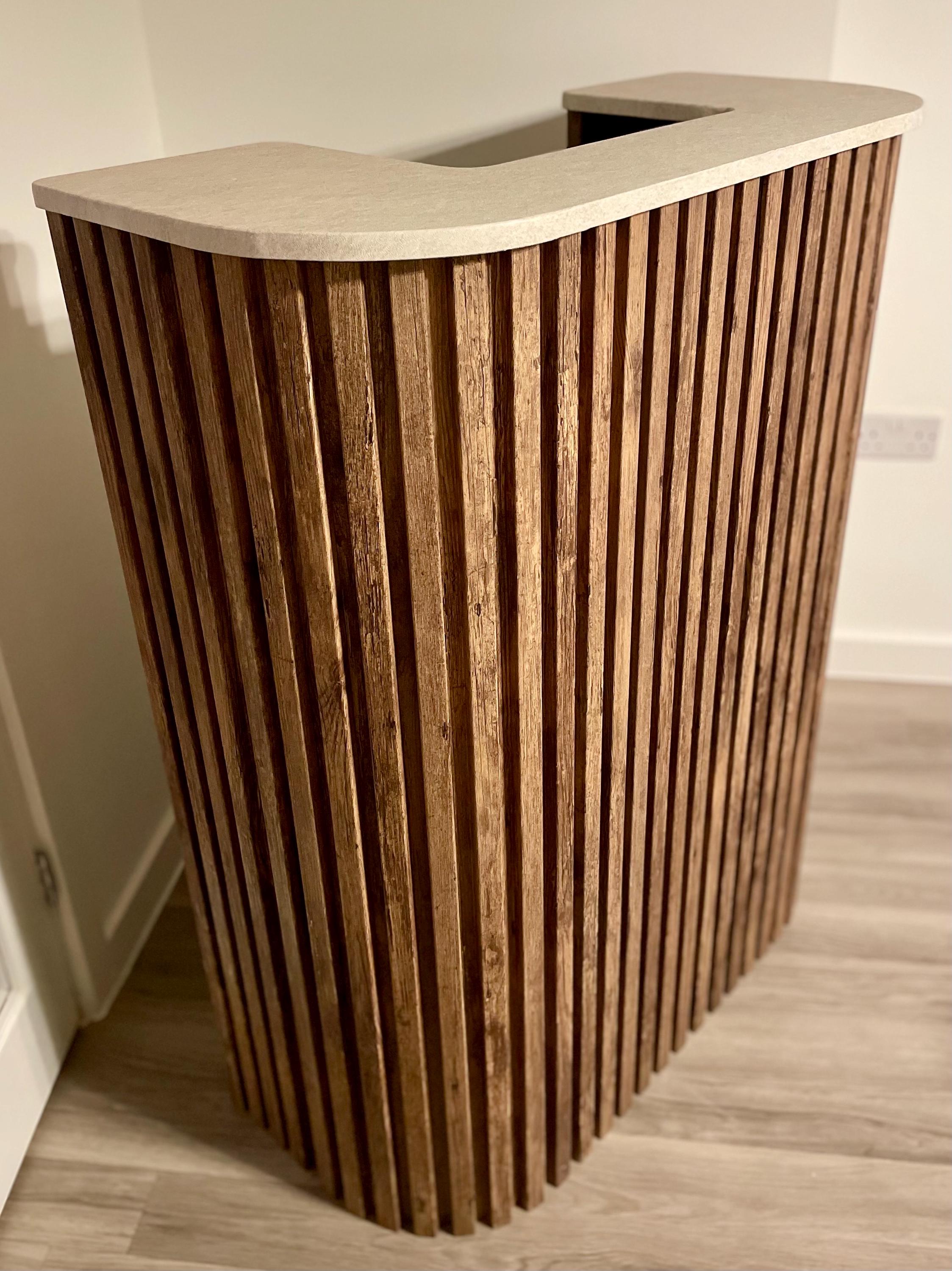 Slatted Luxury Curved Reception Desk - Hand Made to Order U Shape Desks ...