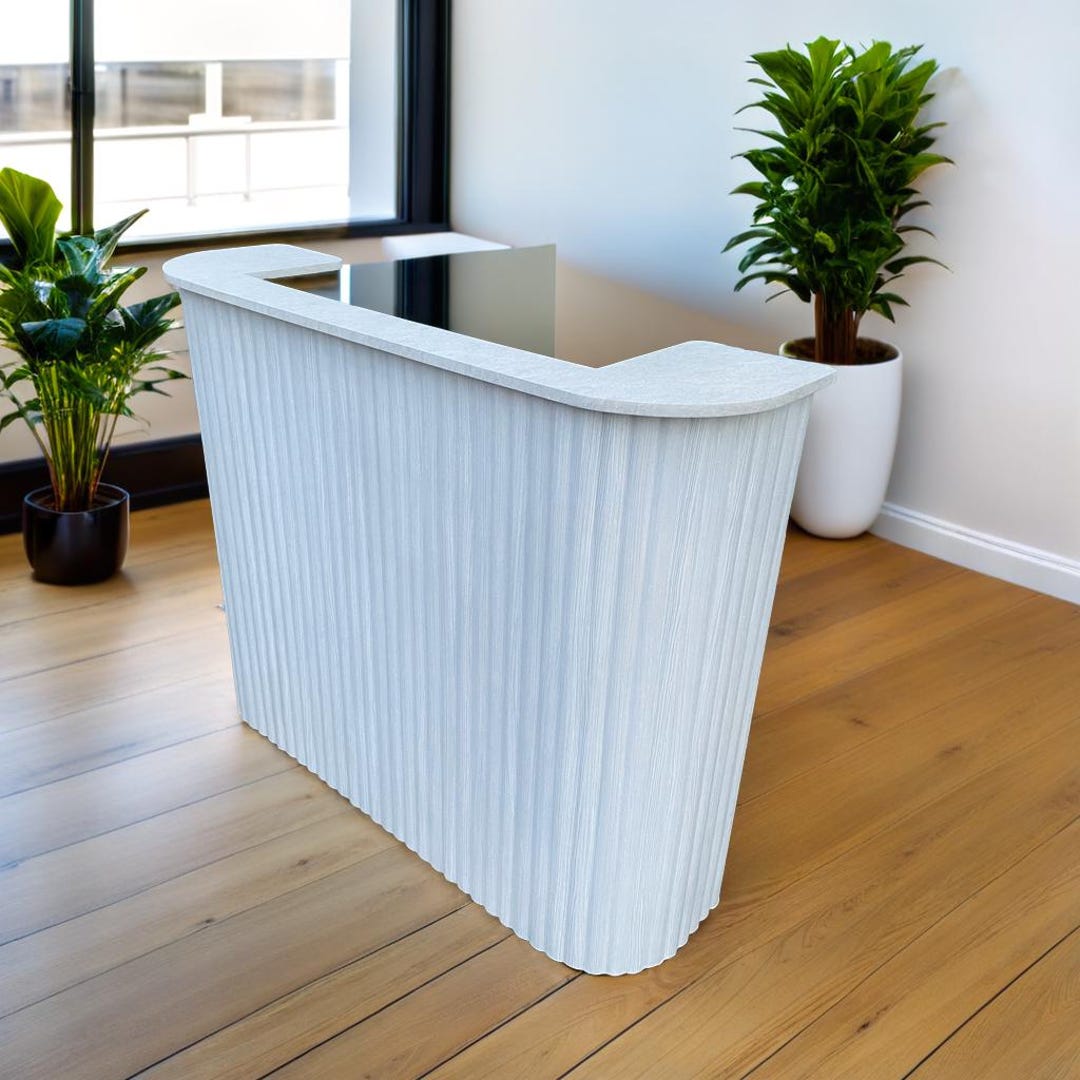 New Fluted Reception Desk - White Textured Hand Made and Slatted ...