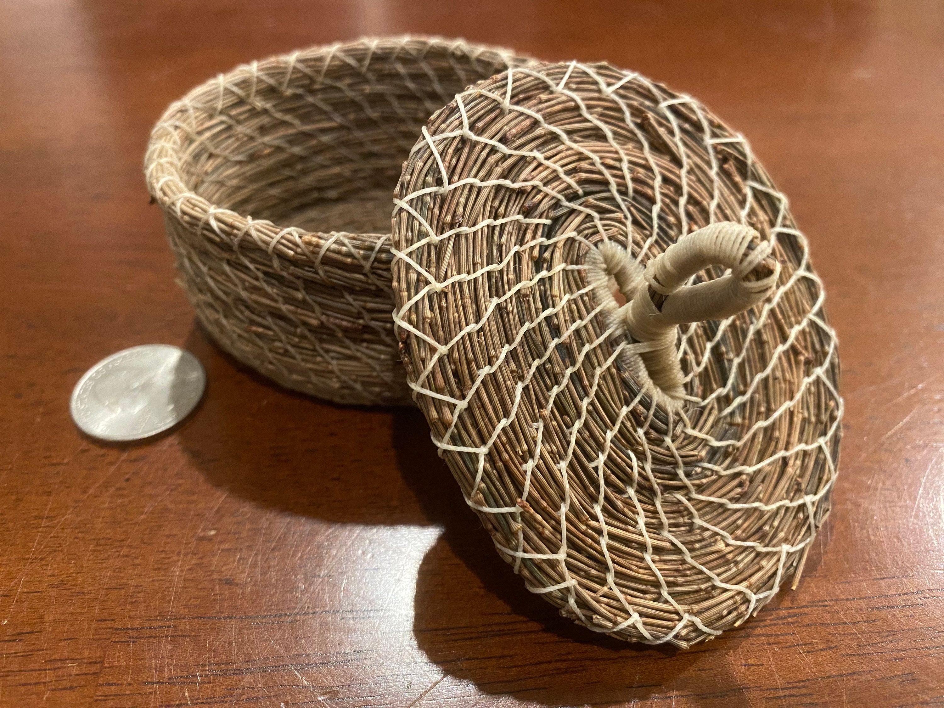 Handmade Pine Needle Basket With Lid - Etsy