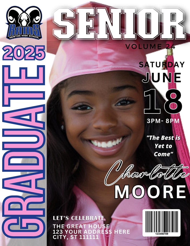 Editable Graduation Magazine Cover Template Instant Download for Canva ...