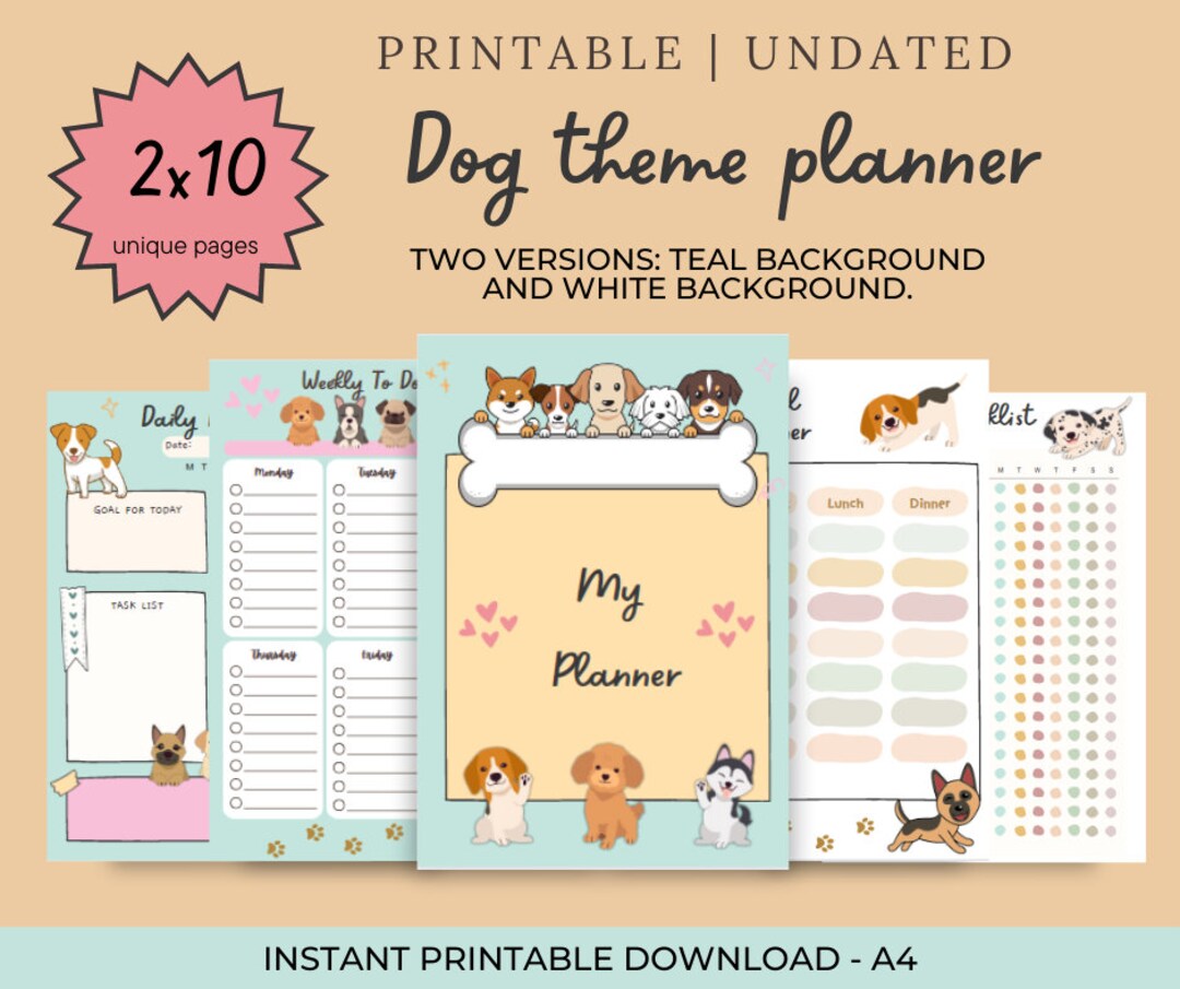 Dog Theme Planner Bundle Set of 10 Printable Pages. Planner - Etsy