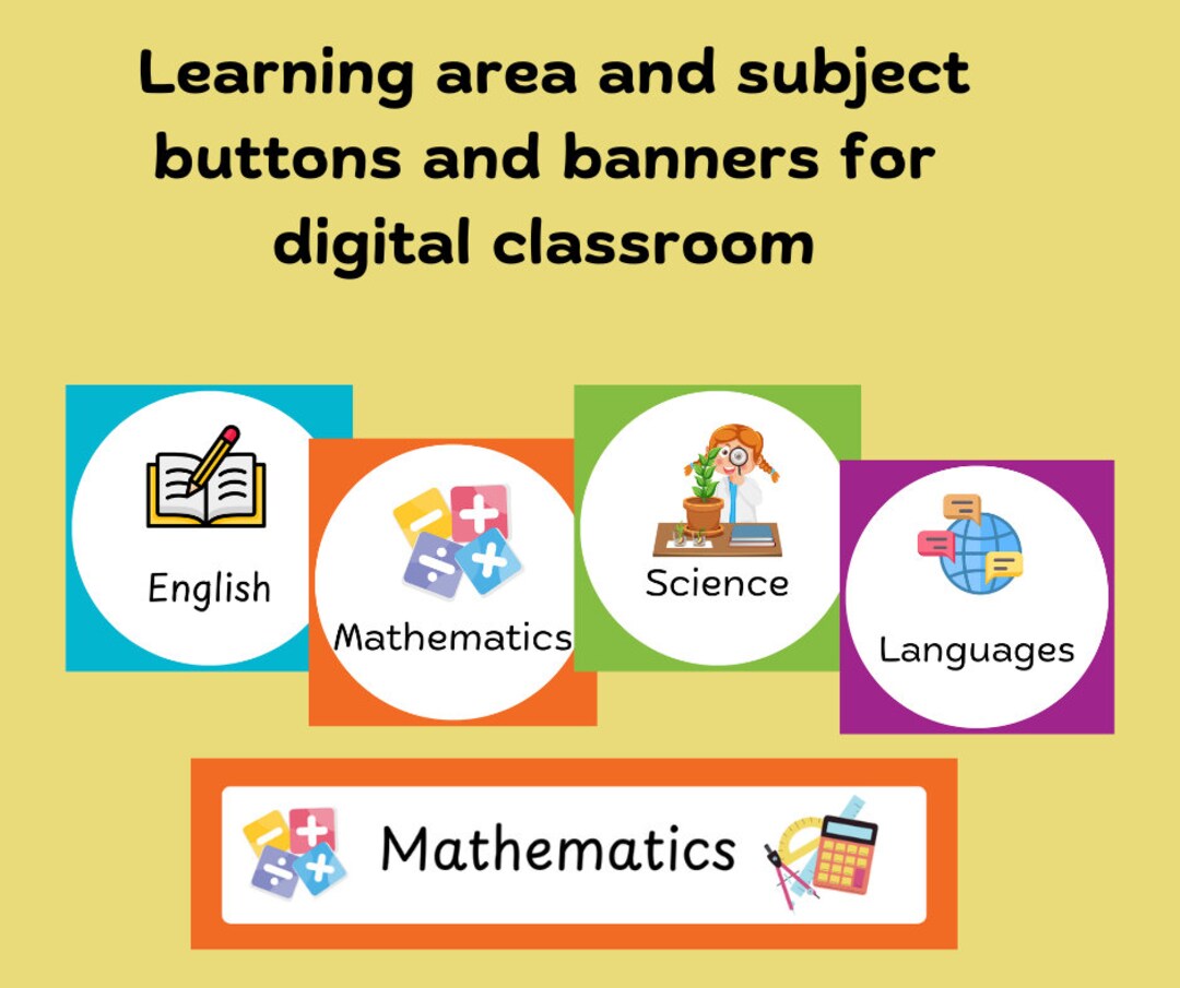 Subjects and Learning Area Buttons and Banners, Qlearn, Canvas, LMS ...
