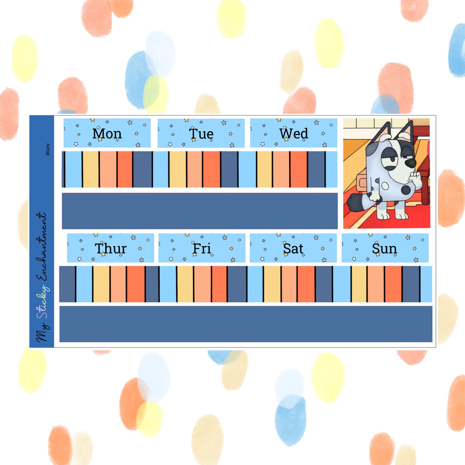 Bluey | Vertical Weekly Planner Stickers | Exclusive Art - Etsy