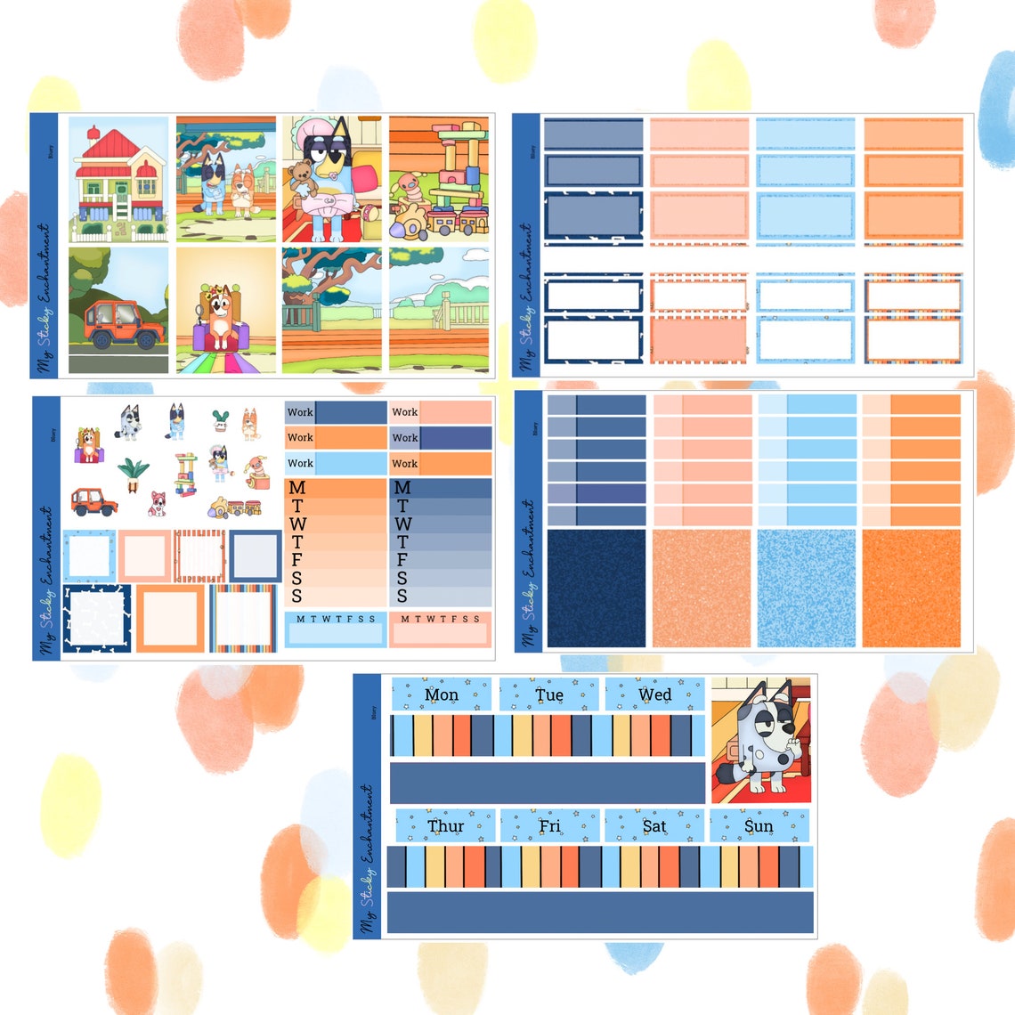 Bluey | Vertical Weekly Planner Stickers | Exclusive Art - Etsy