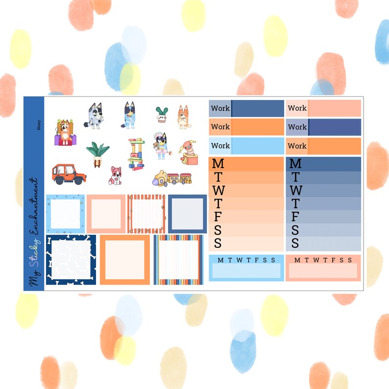 Bluey | Vertical Weekly Planner Stickers | Exclusive Art - Etsy