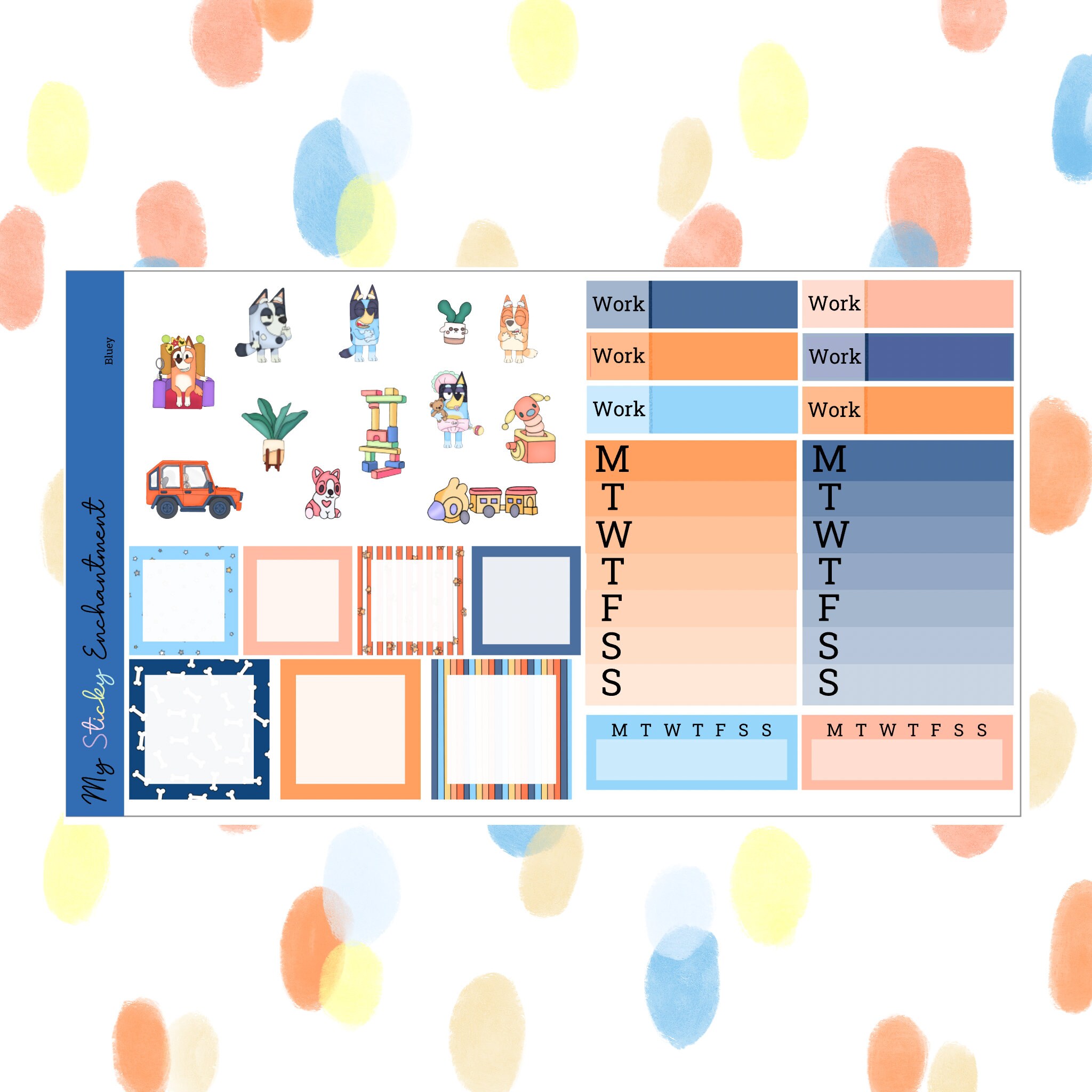 Bluey | Vertical Weekly Planner Stickers | Exclusive Art - Etsy