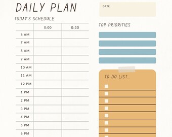 Printable Daily Planner, Time Blocking Schedule, Organize Your Day ...
