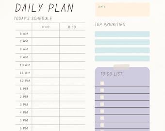 Daily Schedule Printable or Digital Download Adhd Planner, Todays To-do ...