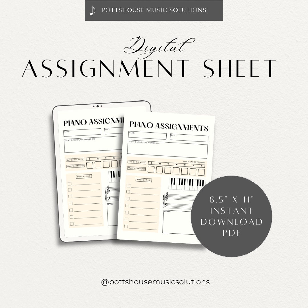 Piano Assignment Sheet - Etsy